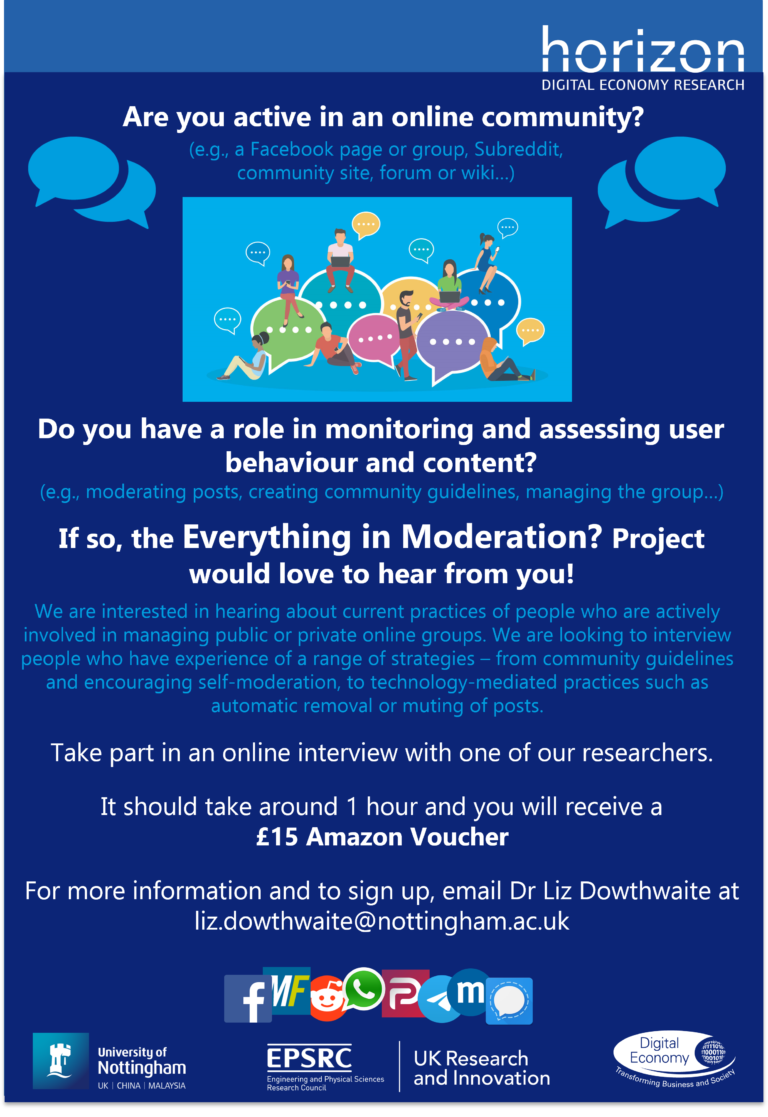 Online Moderation – Call for participants : Horizon